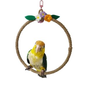 barn eleven bird toys metal cotton rope swing parrot perch swings toys parrot cage toys bird hanging swing chewing toys for parrots budgie parakeet cockatiel cockatoo conure (small)