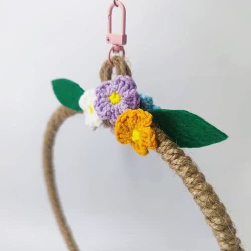 Barn Eleven Bird Toys Metal Cotton Rope Swing Parrot Perch Swings Toys Parrot Cage Toys Bird Hanging Swing Chewing Toys for Parrots Budgie Parakeet Cockatiel Cockatoo Conure (Small)