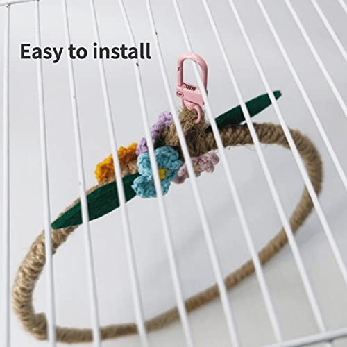 Barn Eleven Bird Toys Metal Cotton Rope Swing Parrot Perch Swings Toys Parrot Cage Toys Bird Hanging Swing Chewing Toys for Parrots Budgie Parakeet Cockatiel Cockatoo Conure (Small)