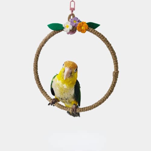 Barn Eleven Bird Toys Metal Cotton Rope Swing Parrot Perch Swings Toys Parrot Cage Toys Bird Hanging Swing Chewing Toys for Parrots Budgie Parakeet Cockatiel Cockatoo Conure (Small)