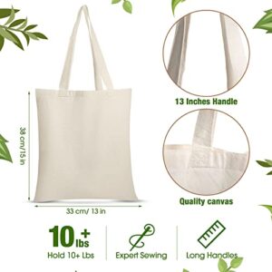 Reginary 36 Pack 13 x 15 Inch Cotton Canvas Tote Bag Bulk with Handles Blank Shopping Bag for Crafts Lightweight Economical Reusable Grocery Cloth Bags for DIY Advertising Activity Gift