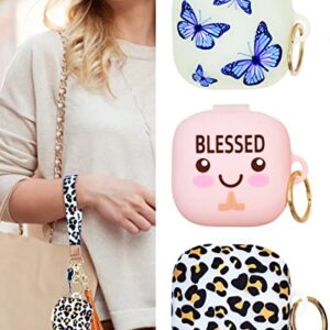 Beats Fit Pro Case Cover with Wristlet Keychain, Cute Luminous YOPICKERN Silicone Earbuds Case with Wrist Key Lanyard for Beats Fit Pro 2021/2022, Gift for Women, Leopard