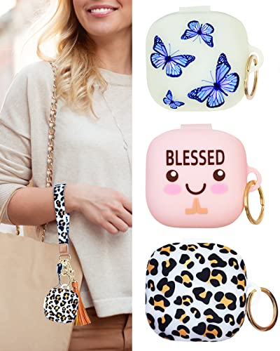 Beats Fit Pro Case Cover with Wristlet Keychain, Cute Luminous YOPICKERN Silicone Earbuds Case with Wrist Key Lanyard for Beats Fit Pro 2021/2022, Gift for Women, Leopard