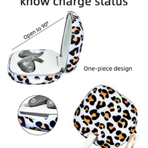 Beats Fit Pro Case Cover with Wristlet Keychain, Cute Luminous YOPICKERN Silicone Earbuds Case with Wrist Key Lanyard for Beats Fit Pro 2021/2022, Gift for Women, Leopard