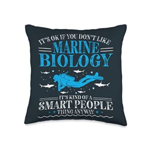 marine biologist gifts for teens, adults, and kids ocean scientist science biology marine biologist throw pillow, 16x16, multicolor