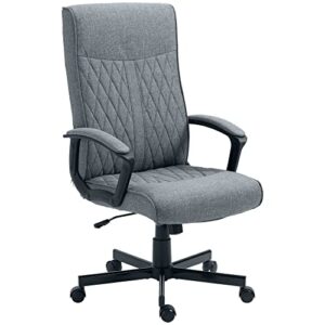 vinsetto high-back home office chair, computer desk chair with 360 degree swivel, adjustable height and tilt function, dark grey