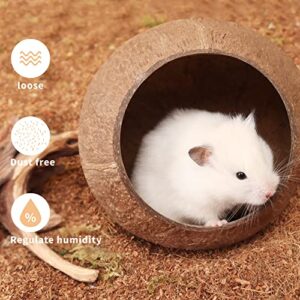 LUVCOSY Hamster Decoration Package = Bath Sand + Flower Petals + Forest Moss + Coconut Fiber + Wooden Fence, Habitat Bedding Accessories for Guinea Pig, Reptile & Small Animals