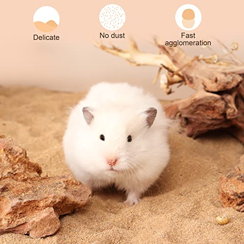 LUVCOSY Hamster Decoration Package = Bath Sand + Flower Petals + Forest Moss + Coconut Fiber + Wooden Fence, Habitat Bedding Accessories for Guinea Pig, Reptile & Small Animals