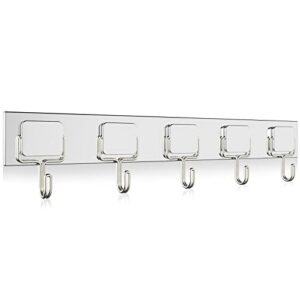 magtsmei coat rack wall mount, magnetic hooks heavy duty with 5 metal hooks, coat rack for hanging clothes keys hat purse, magnetic hooks for metal door, refrigerator, 1 pack coat hook (silver)