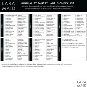 263 Minimalist Pantry Label Set, White Text on Black Vinyl Waterproof Label Sticker with Removable Adhesive - Fits on round, square and rectangle glass jars - Organize Baking, Grains, Beans and Snacks