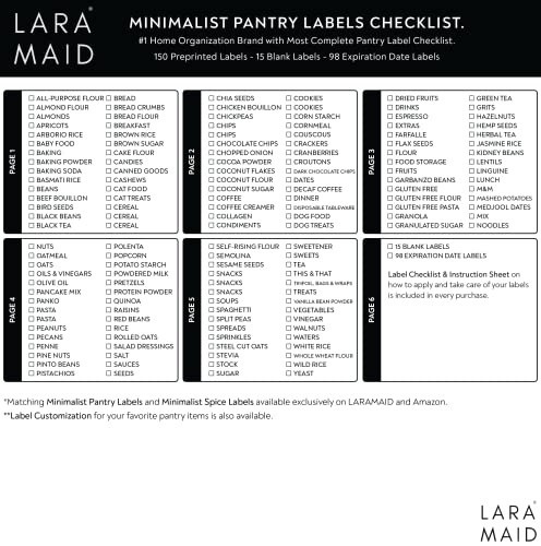 263 Minimalist Pantry Label Set, White Text on Black Vinyl Waterproof Label Sticker with Removable Adhesive - Fits on round, square and rectangle glass jars - Organize Baking, Grains, Beans and Snacks