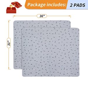 Washable Pee Pads for Dogs, 2Pack Puppy Pads Washable with Bone Print,Absorbent Reusable Whelping Pads Non-Slip Dog Mats for Floor Protector, Couch Cover, Crate, Potty Training -31x36