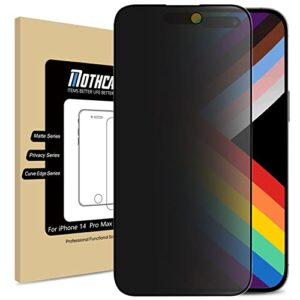 mothca matte privacy screen protector for iphone 14 pro max 6.7-inch with alignment sticker, anti-spy anti-glare full coverage tempered glass anti-fingerprint shield smooth & no dark, easy to install