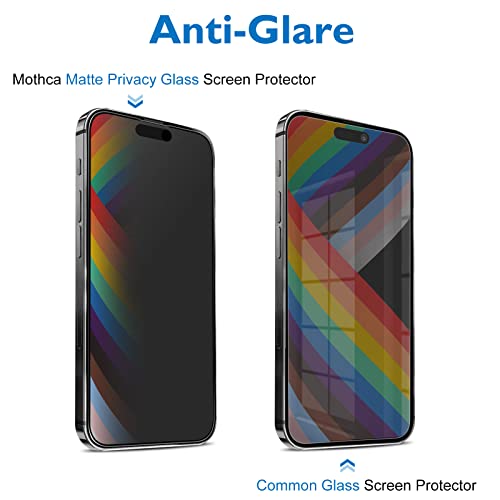 Mothca Matte Privacy Screen Protector for iPhone 14 Pro Max 6.7-inch with Alignment Sticker, Anti-Spy Anti-Glare Full Coverage Tempered Glass Anti-Fingerprint Shield Smooth & No Dark, Easy to Install