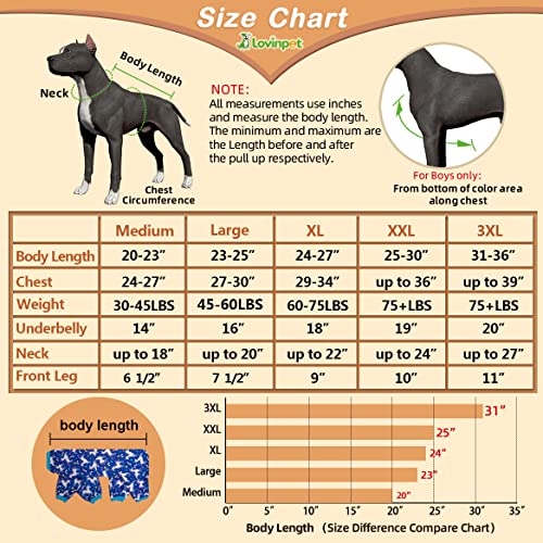 LovinPet Pitbull Pets Shirts, Undershirt for Dog Coats, Anti Licking, Pet Anxiety Calming Onesies for Dogs, Lightweight Stretchy Fabric, Chasing Dreams Horse Print, Large Breed Dog Clothes,Blue M