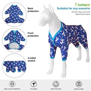 LovinPet Pitbull Pets Shirts, Undershirt for Dog Coats, Anti Licking, Pet Anxiety Calming Onesies for Dogs, Lightweight Stretchy Fabric, Chasing Dreams Horse Print, Large Breed Dog Clothes,Blue M