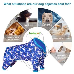 LovinPet Pitbull Pets Shirts, Undershirt for Dog Coats, Anti Licking, Pet Anxiety Calming Onesies for Dogs, Lightweight Stretchy Fabric, Chasing Dreams Horse Print, Large Breed Dog Clothes,Blue M