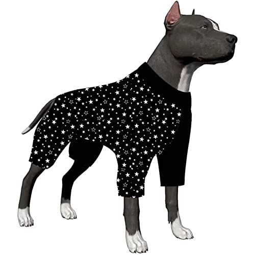 LovinPet Lovinpet Dog Clothes for Pitbull - Lucky Stars Cozy Dog Pajamas, Slim fit, Lightweight Pullover Pajamas, Full Coverage Dog pjs, Please Read Size Chart Before Ordering,Black 3XL