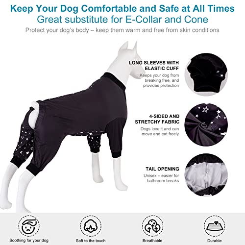 LovinPet Lovinpet Dog Clothes for Pitbull - Lucky Stars Cozy Dog Pajamas, Slim fit, Lightweight Pullover Pajamas, Full Coverage Dog pjs, Please Read Size Chart Before Ordering,Black 3XL