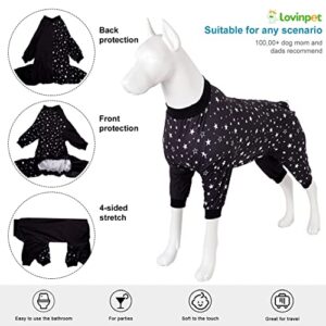 LovinPet Lovinpet Dog Clothes for Pitbull - Lucky Stars Cozy Dog Pajamas, Slim fit, Lightweight Pullover Pajamas, Full Coverage Dog pjs, Please Read Size Chart Before Ordering,Black 3XL