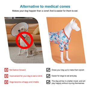 LovinPet Pajamas Outfit, Undershirt for Dog Coats, Lightweight Soft Fabric, Coral Trees and Shells Print, UV Protection Shirt, Easy to Wear Adorable Dog Clothes,Blue XXL