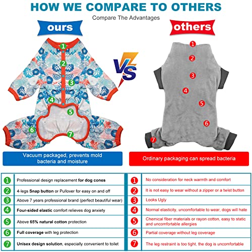 LovinPet Pajamas Outfit, Undershirt for Dog Coats, Lightweight Soft Fabric, Coral Trees and Shells Print, UV Protection Shirt, Easy to Wear Adorable Dog Clothes,Blue XXL