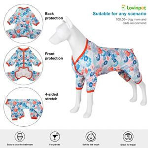 LovinPet Pajamas Outfit, Undershirt for Dog Coats, Lightweight Soft Fabric, Coral Trees and Shells Print, UV Protection Shirt, Easy to Wear Adorable Dog Clothes,Blue XXL