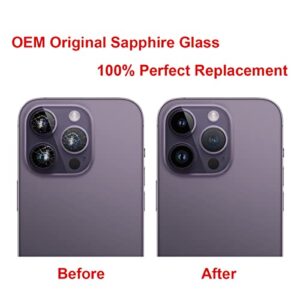 Perzework OEM Original Back Rear Camera Lens Glass Replacement for iPhone 14 Pro and iPhone 14 Pro Max with pre-Installed Adhesive and Reparing Toolkit