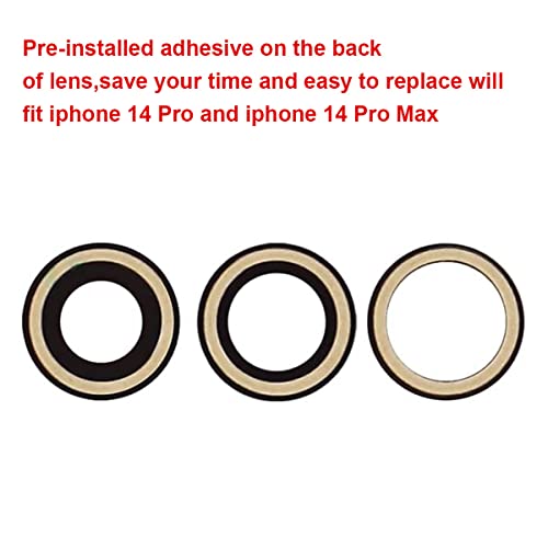 Perzework OEM Original Back Rear Camera Lens Glass Replacement for iPhone 14 Pro and iPhone 14 Pro Max with pre-Installed Adhesive and Reparing Toolkit