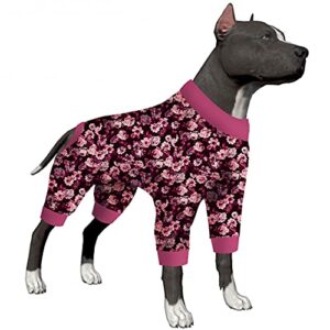 lovinpet puppy surgical pajamas for girls dogs - pet anxiety relief onesies, comfy stretchy fabric, berry roses print, big dog surgery recovery pajamas, girl or boy dog party apparel,pink xxl