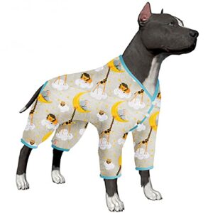 lovinpet pet surgery clothes for large dogs - dog pajamas, undershirt for dog coats, lightweight stretchy fabric, jungle print, uv protection, pet pj's, large breed dog jammies,brown xxl