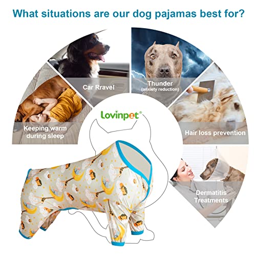 LovinPet Pet Surgery Clothes for Large Dogs - Dog Pajamas, Undershirt for Dog Coats, Lightweight Stretchy Fabric, Jungle Print, UV Protection, Pet PJ's, Large Breed Dog Jammies,Brown XXL