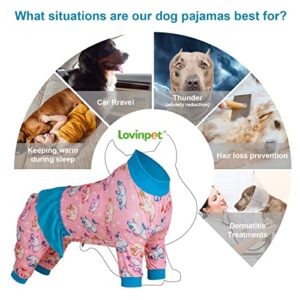 LovinPet Large Dog Onesies, UV Protection, Post Surgery Comfort Clothes, Lightweight Flannel Fabric, Light Pink Baby Elephant Print, Undershirt for Dog Dresses,Blue XXL