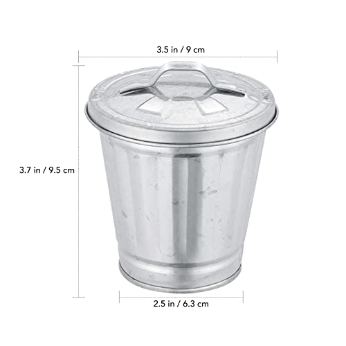 STOBOK Office Trash Cans Mini Trash Can Iron Waste Storage Bin Desktop Wastebasket Trash Can Bucket Small Flower Pot Creative Metal Pen Cup Holder Desktop Rubbish Bin with Lid Car Trash Cans