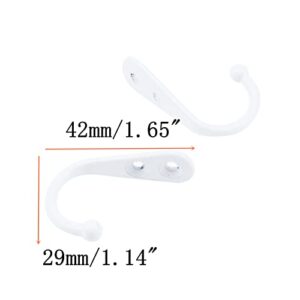 Tsnamay 10Pcs 1.65" Antique Wall Hooks,Wall Mounted Hat Hangger Hooks Robe Hook Single Coat Zinc Alloy Single Hook Coat Hook Wall Hook,White