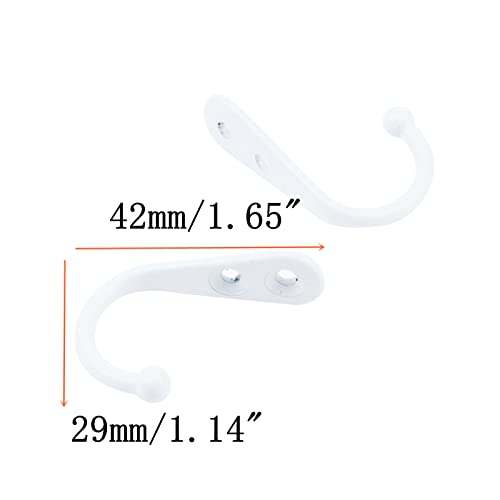 Tsnamay 10Pcs 1.65" Antique Wall Hooks,Wall Mounted Hat Hangger Hooks Robe Hook Single Coat Zinc Alloy Single Hook Coat Hook Wall Hook,White