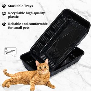 30 Pack Disposable Litter Boxes for Cats Litter Tray for Small Pets Plastic Litter Box Disposable Cat Litter Trays for Kitten Recyclable Litter Box for PET Travel, 16.7 x 10.5 x 3.4 Inch (Black)