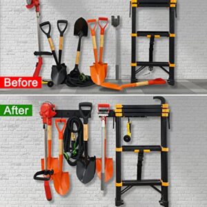 HYRIXDIRECT Garden Tool Organizer Garage Storage and Organizations Rack Wall Mount Rack Hanger for Garden Yard Shovels Rakes Brooms Hoses Organizer Heavy-Duty Design (Black)