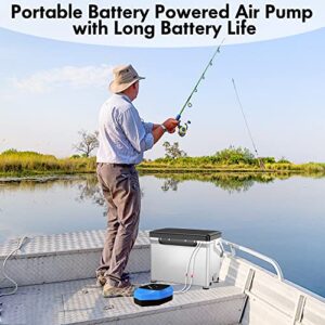 PONDFORSE Quiet AC/DC Aquarium Air Pump for up to 200 Gals Tank, Portable Battery Powered Air Pump with Long 48 Hours Battery Life, 2-Outlet Oxygen Pump for Outdoor Fishing and Emergency