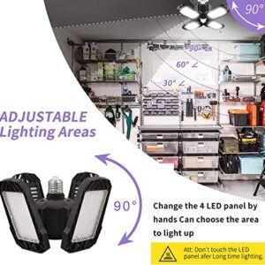 2-Pack LED Garage Lights 80W Garage Lighting - 8000LM 6500K Deformable LED Garage Ceiling Lights, LED Shop Light with Adjustable Multi-Position Panels, LED Light for Garage, Workshop, Basement