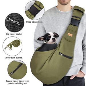 Cuby Dog Sling Carrier for Small Dogs, Hands Free Reversible Breathable Cotton, Safe Travel Sling Bag Carriers for Dog Cat Puppy Pet (Green)