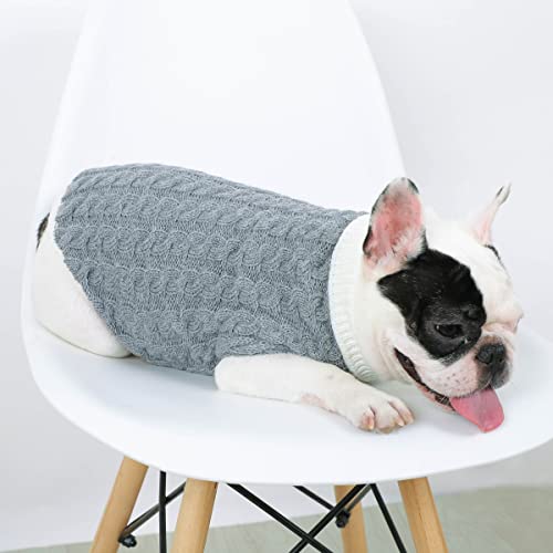 Kayto Dog Sweater, Puppy Winter Clothes Boys Girls, Pet Knitted Coats, Lookslike Handmade. (X-Large, Grey with Little White)