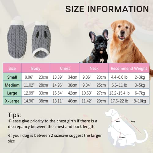 Kayto Dog Sweater, Puppy Winter Clothes Boys Girls, Pet Knitted Coats, Lookslike Handmade. (X-Large, Grey with Little White)