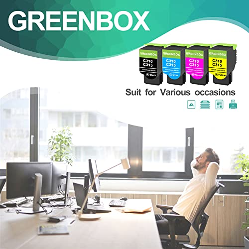 GREENBOX Remanufactured C310 C315 High Yield Toner Cartridge Replacement for Xerox 006R004356 006R004357 006R004358 006R004359 for C310 C310DNI C310DNIM C315 C315DNI (Black Cyan Yellow Magenta，4 Pack)