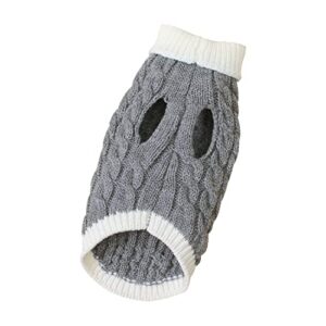 Kayto Dog Sweater, Puppy Winter Clothes Boys Girls, Pet Knitted Coats, Lookslike Handmade. (Small, Grey with Little White)