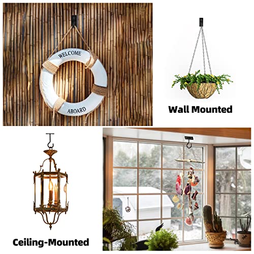 QTJUST Plant Hooks 2Pack Hanging Plant Bracket 6inch Metal Plant Hanger Decorative Plant Hook for Bird Feeders, Planters, Lanterns, Wind Chimes, Home Decor Indoor Outdoor (Black)