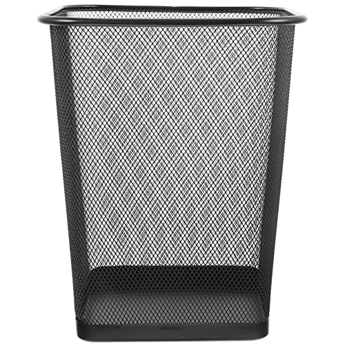 HANABASS Black Mesh Metal Trash Can Square Mesh Wire Wastebasket Vintage Garbage Bin Reusable Bedroom Rubbish Can for Kitchen Farmhouse Home Office