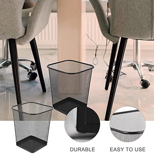 HANABASS Black Mesh Metal Trash Can Square Mesh Wire Wastebasket Vintage Garbage Bin Reusable Bedroom Rubbish Can for Kitchen Farmhouse Home Office