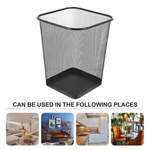 HANABASS Black Mesh Metal Trash Can Square Mesh Wire Wastebasket Vintage Garbage Bin Reusable Bedroom Rubbish Can for Kitchen Farmhouse Home Office