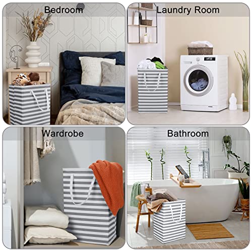 6 Pcs Laundry Hamper 75L Large Collapsible Laundry Baskets Freestanding Dirty Clothes Hamper Waterproof Clothes Hampers Organizer with Easy Carry Handles for Laundry Clothes Bedroom (Gray, White)